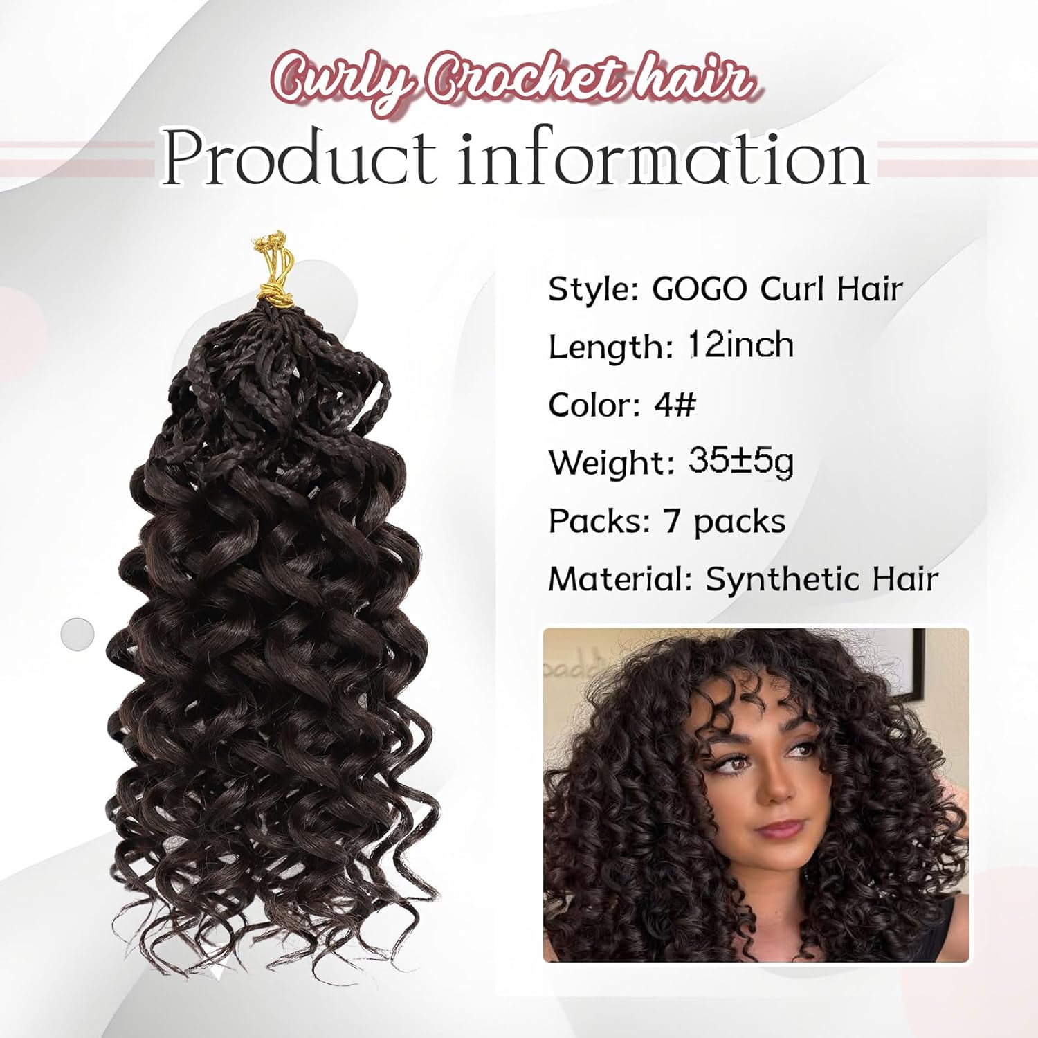 FGERFE-7 Packs Gogo Curl Crochet Hair for Women 12 Inch Pre-Twisted ...