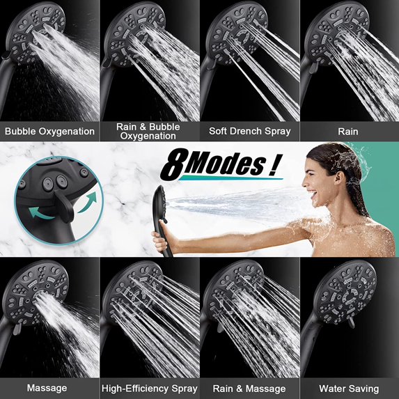 FGERFE-8 Functions Shower Head with handheld, High Pressure Shower Head ...