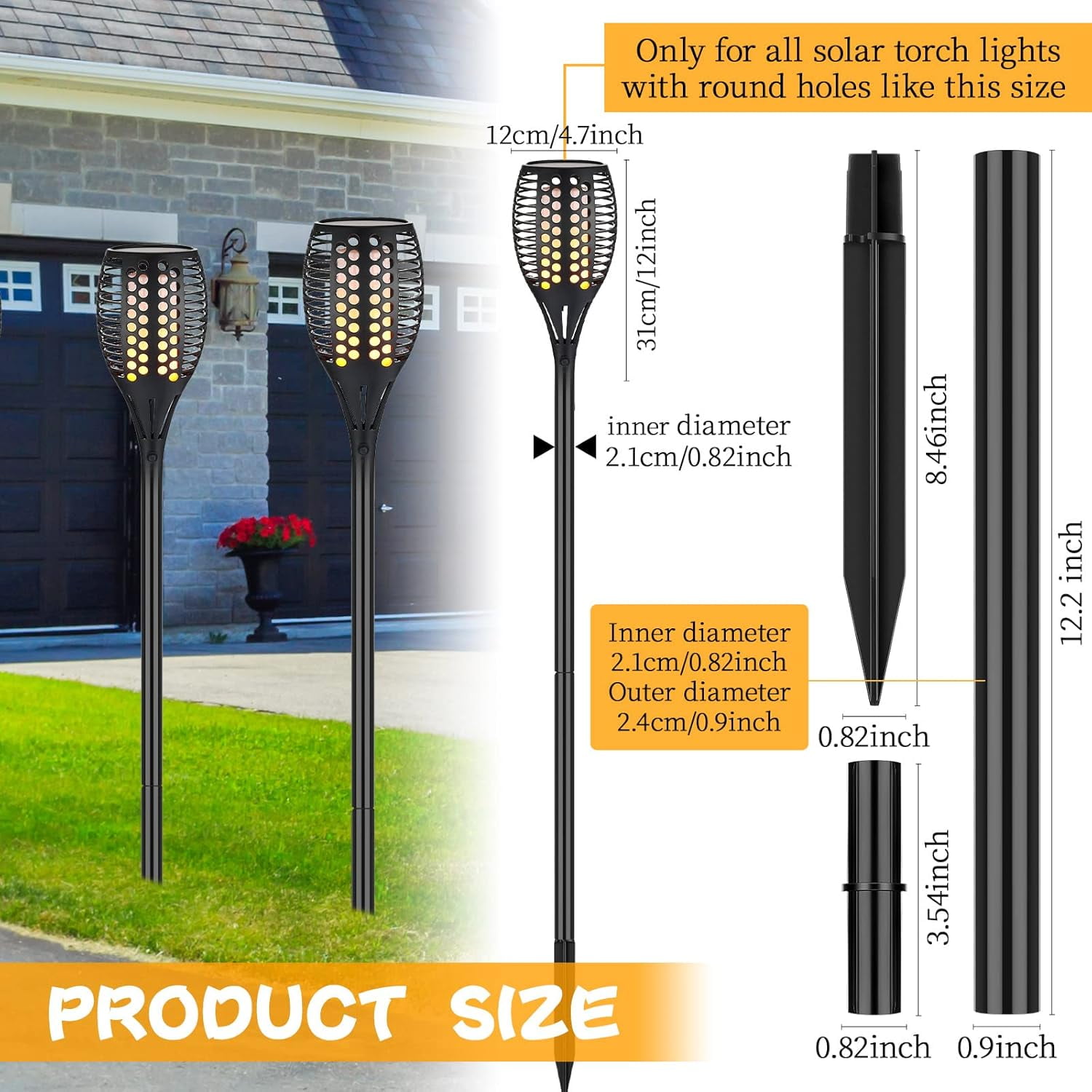 FGERFE-8 Kit Solar Light Stakes Replacement Lame Lamp Extension Pole ...