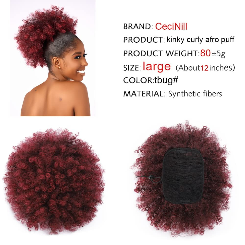 FGERFE-Afro Puff kinky curly Drawstring Ponytail Extension for Black ...