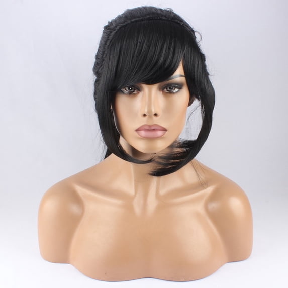 FGERFE-Black Hair Cosplay Wig with High Ponytail Straight Synthetic Wig ...