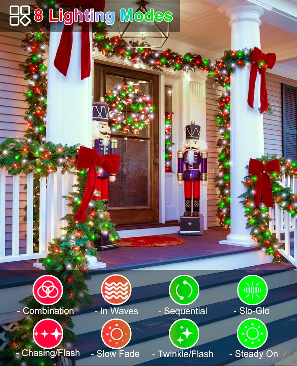 FGERFE-Christmas Lights Outdoor 40FT 120 LED, Green Wire Christmas Tree ...