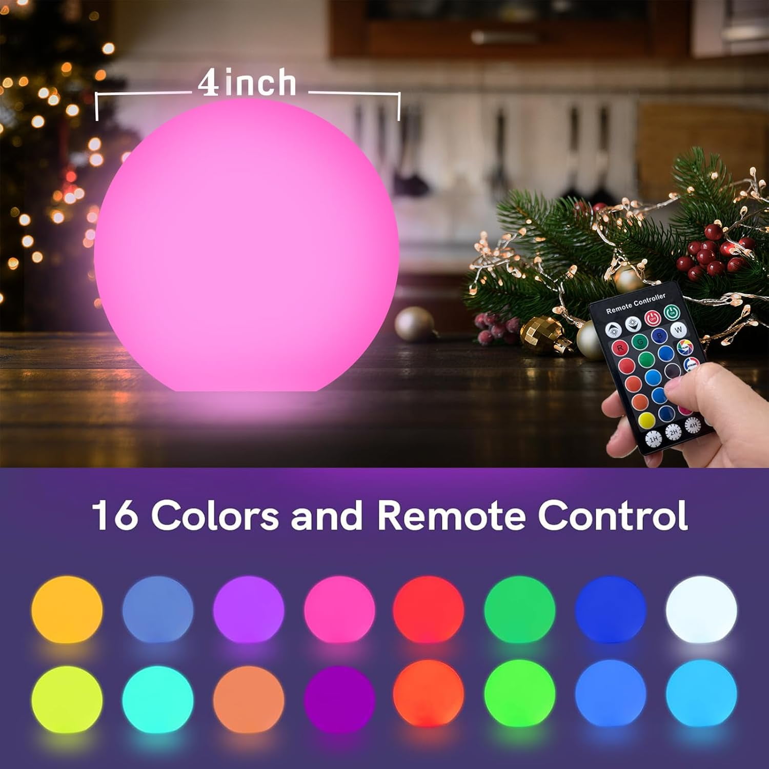 FGERFE-Floating Pool Lights,4-Inch LED Orb Lamp for Swimming Pool,IP68 ...