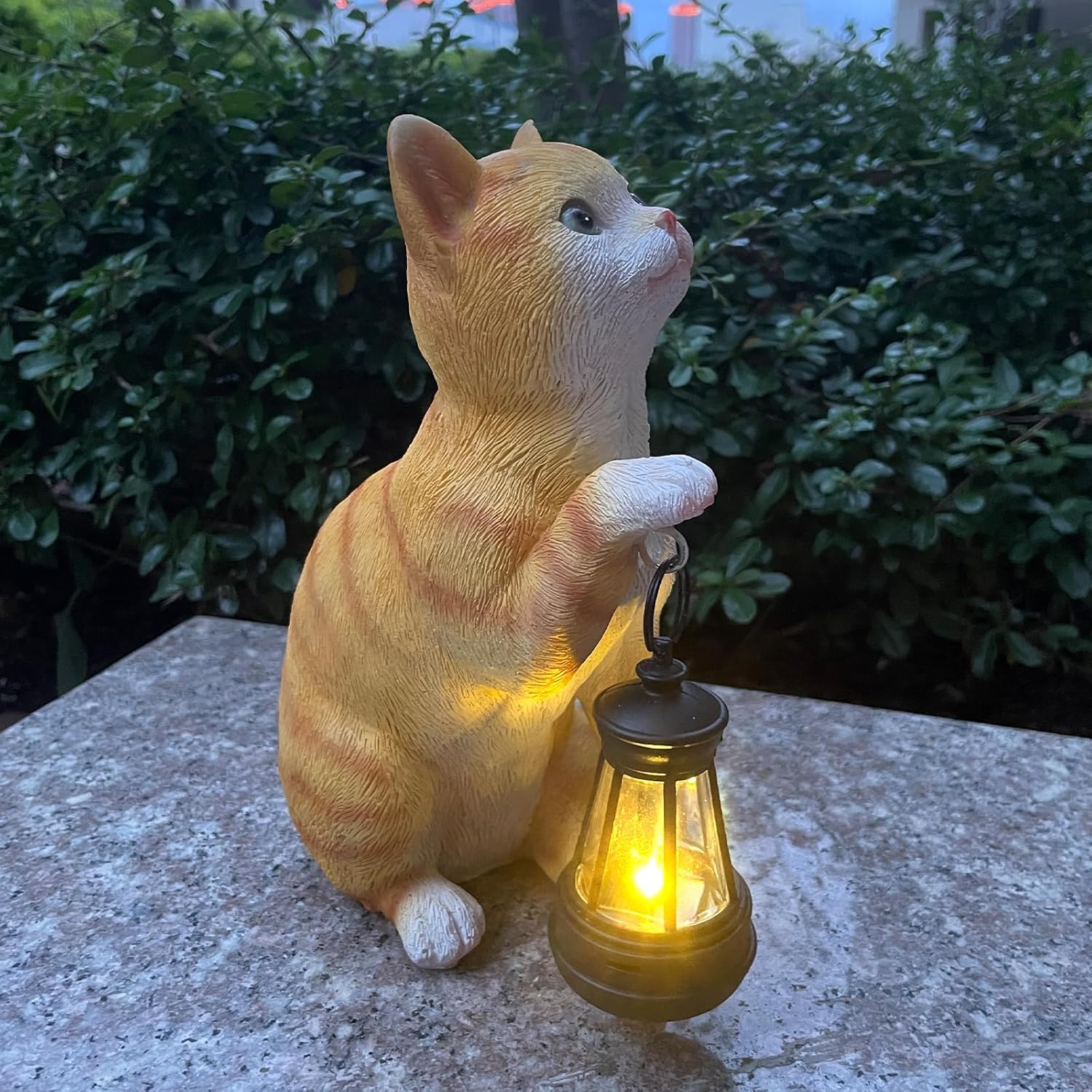 FGERFE-Garden Decor Solar Cat Statues with Solar Lantern Outdoor Decor ...