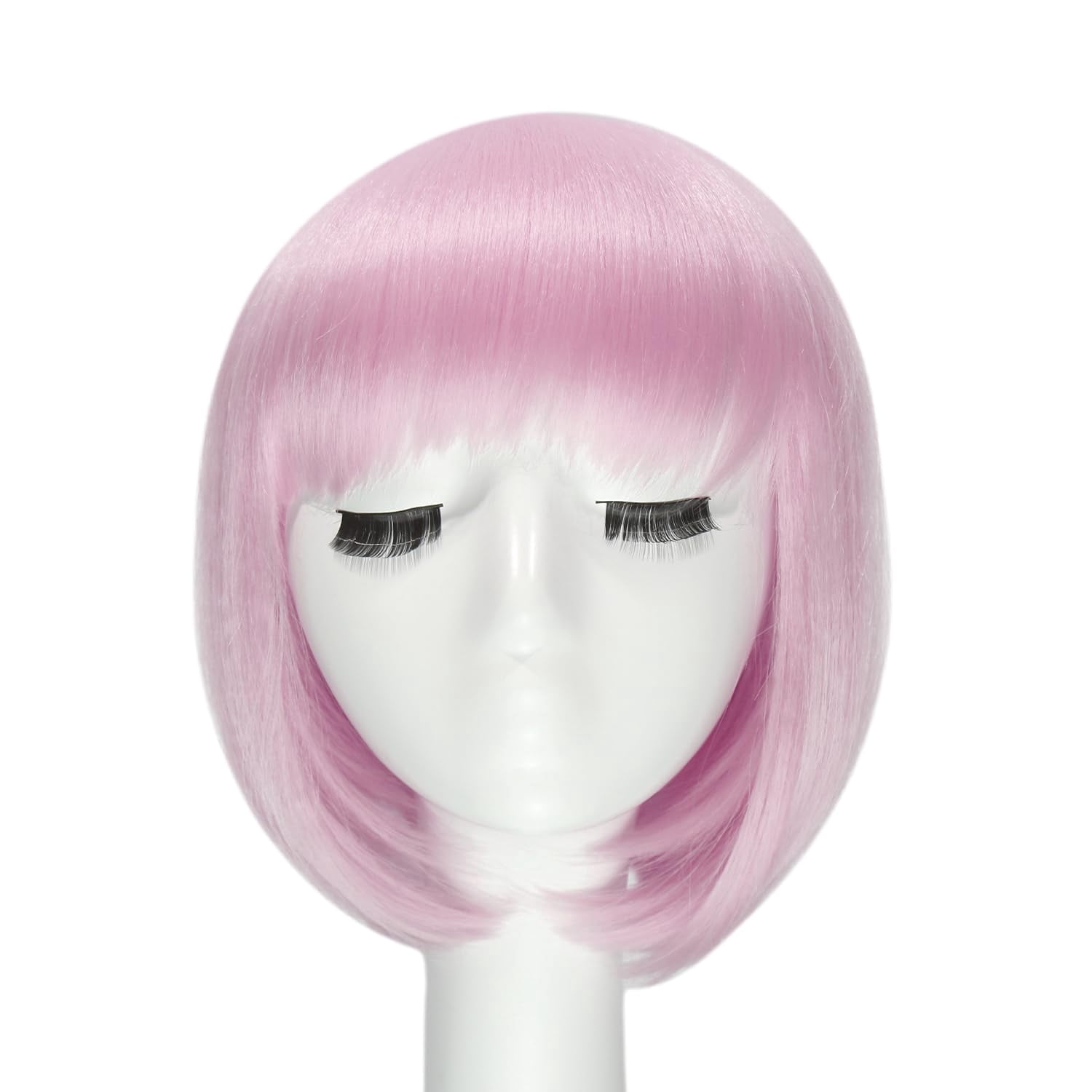 FGERFE-Glow in the Dark Pink Bob Wig with Bangs Short Pink Wigs for ...