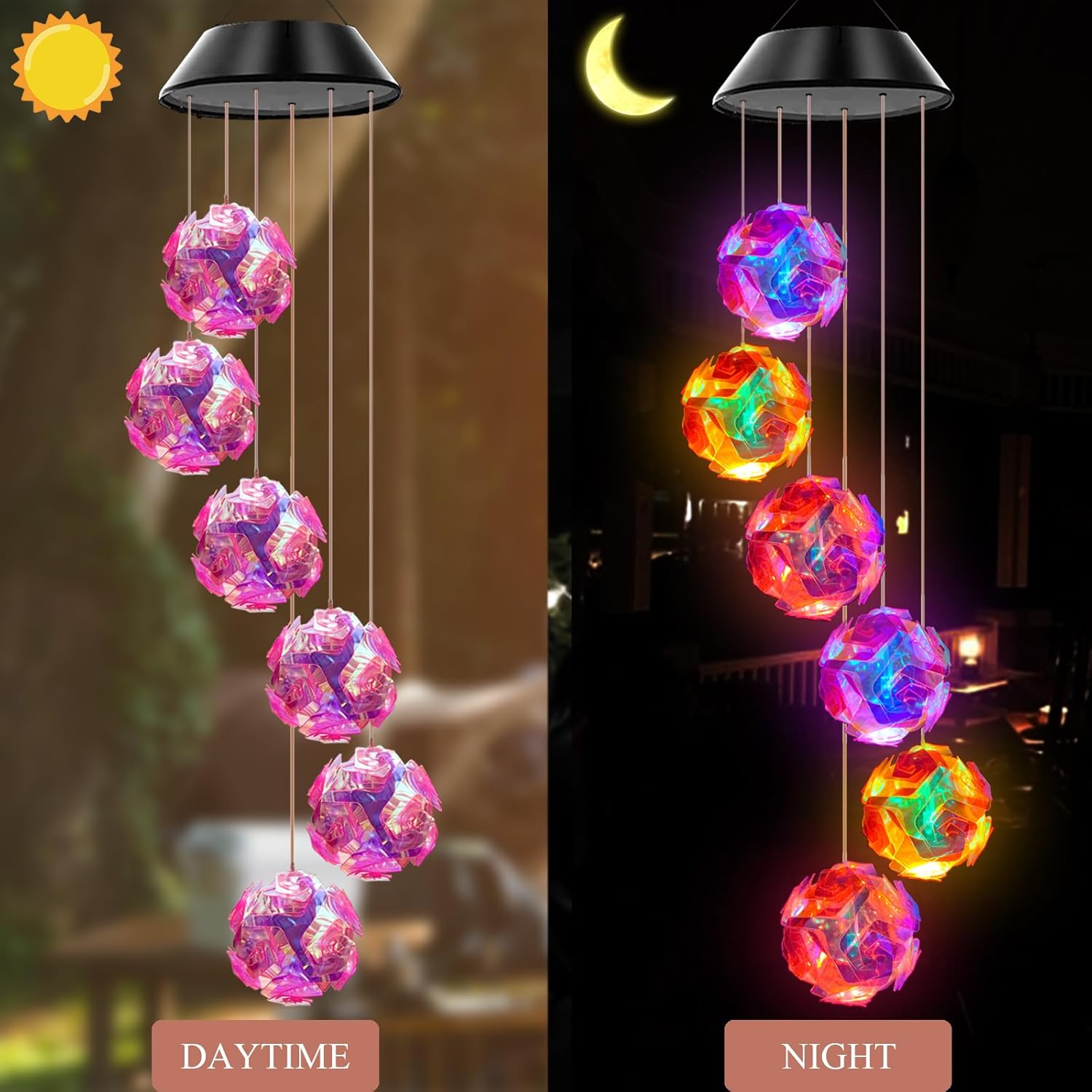 FGERFE-Hanging Solar Lights, Outdoor Color Change Wind Chime Light ...