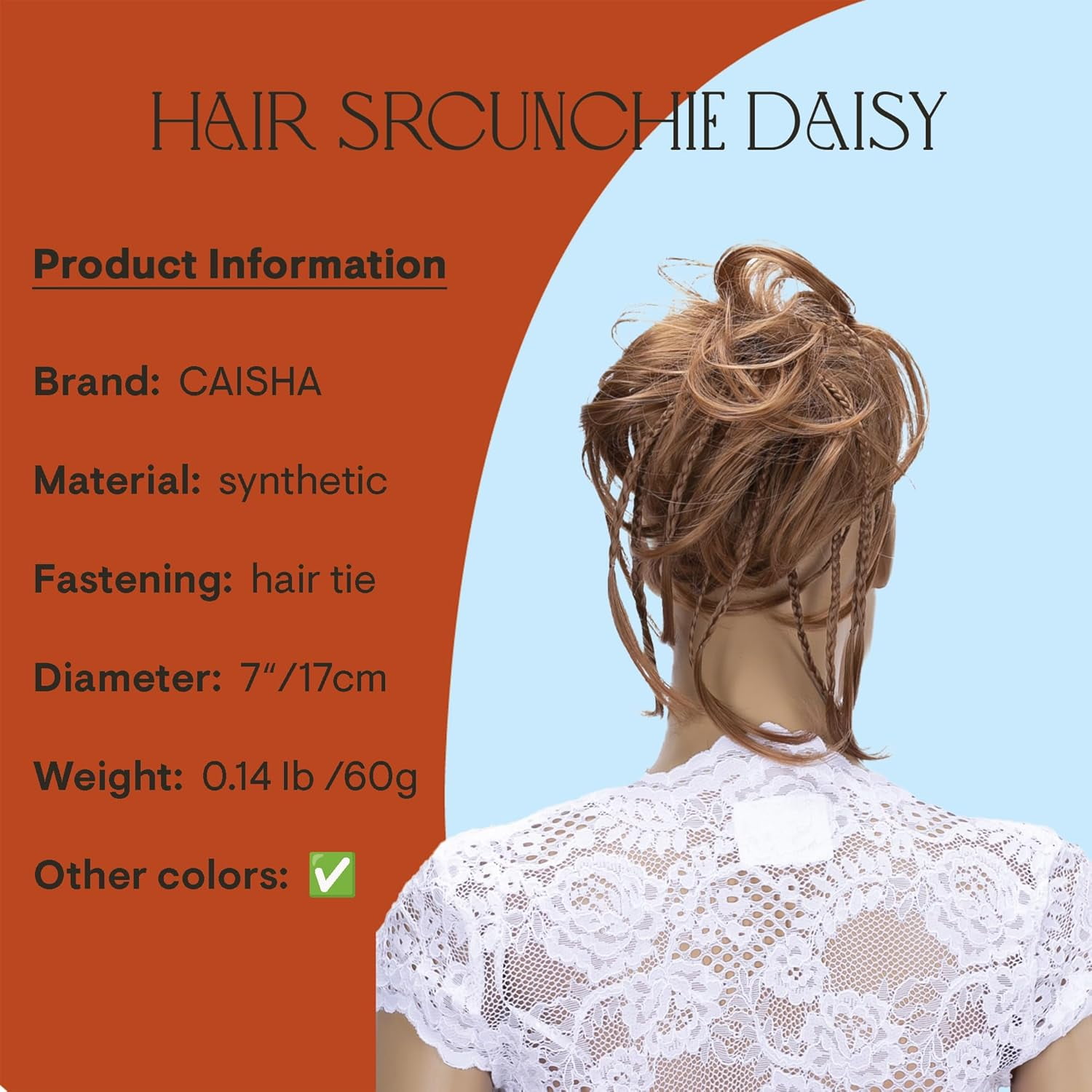 FGERFE-Jumbo Scrunchie Braided Updo Wavy Messy Bun Hairpiece Light ...