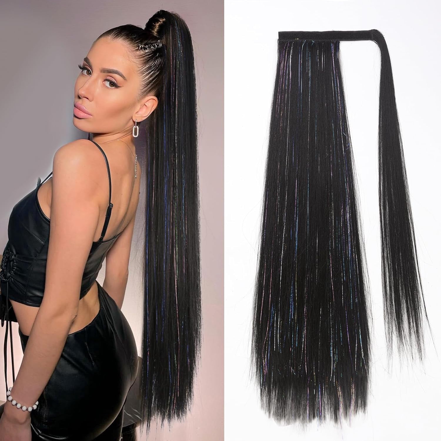FGERFE-LADY MIRANDA Ponytail Extension with Tinsel Hair 26 Inch Natural ...