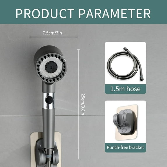 FGERFE-Massage Pressurized Filter Showerhead, Handheld High-Pressure ...