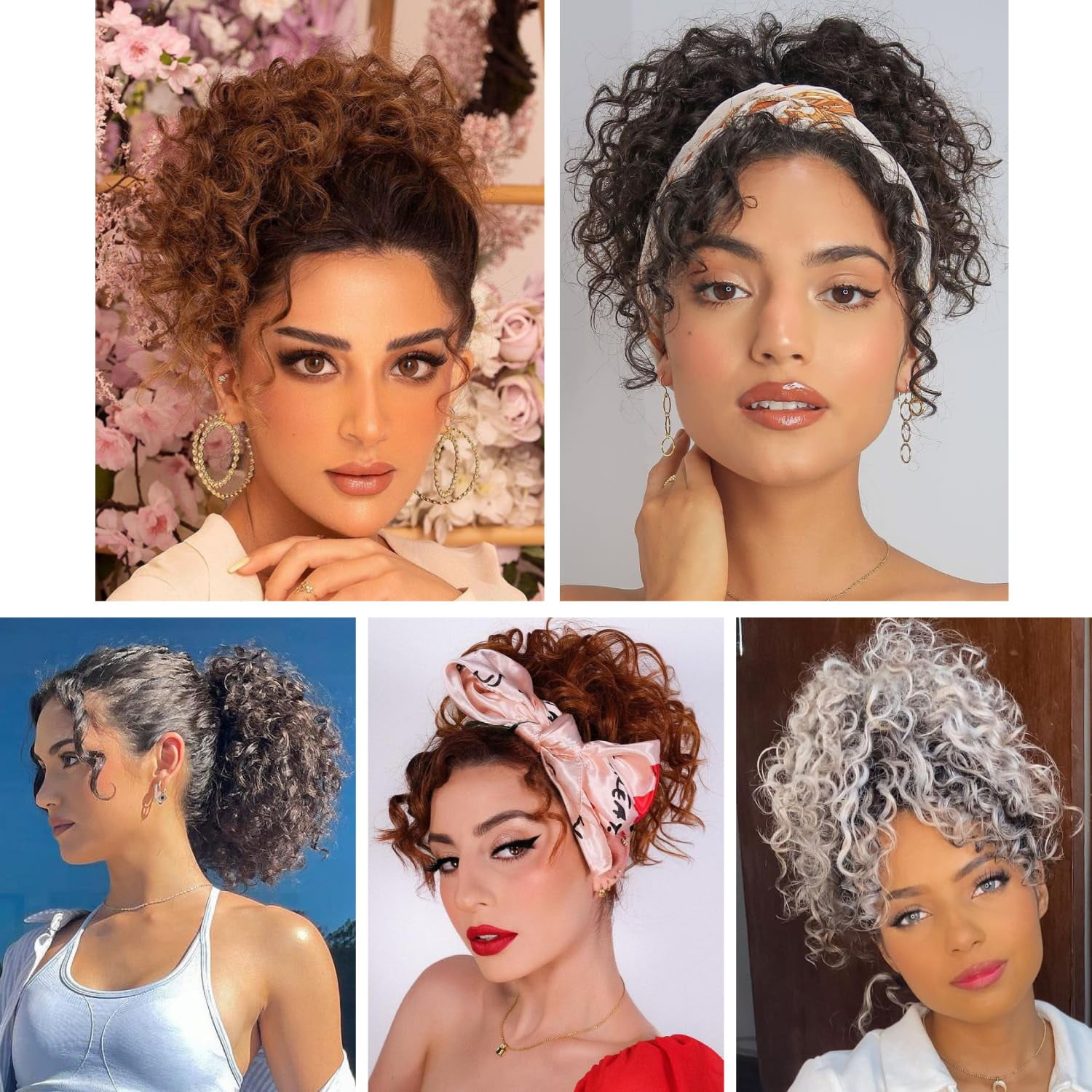 FGERFE-Messy Bun Hair Piece Yaki Textured Sweet Loose Wavy Curly Hair ...