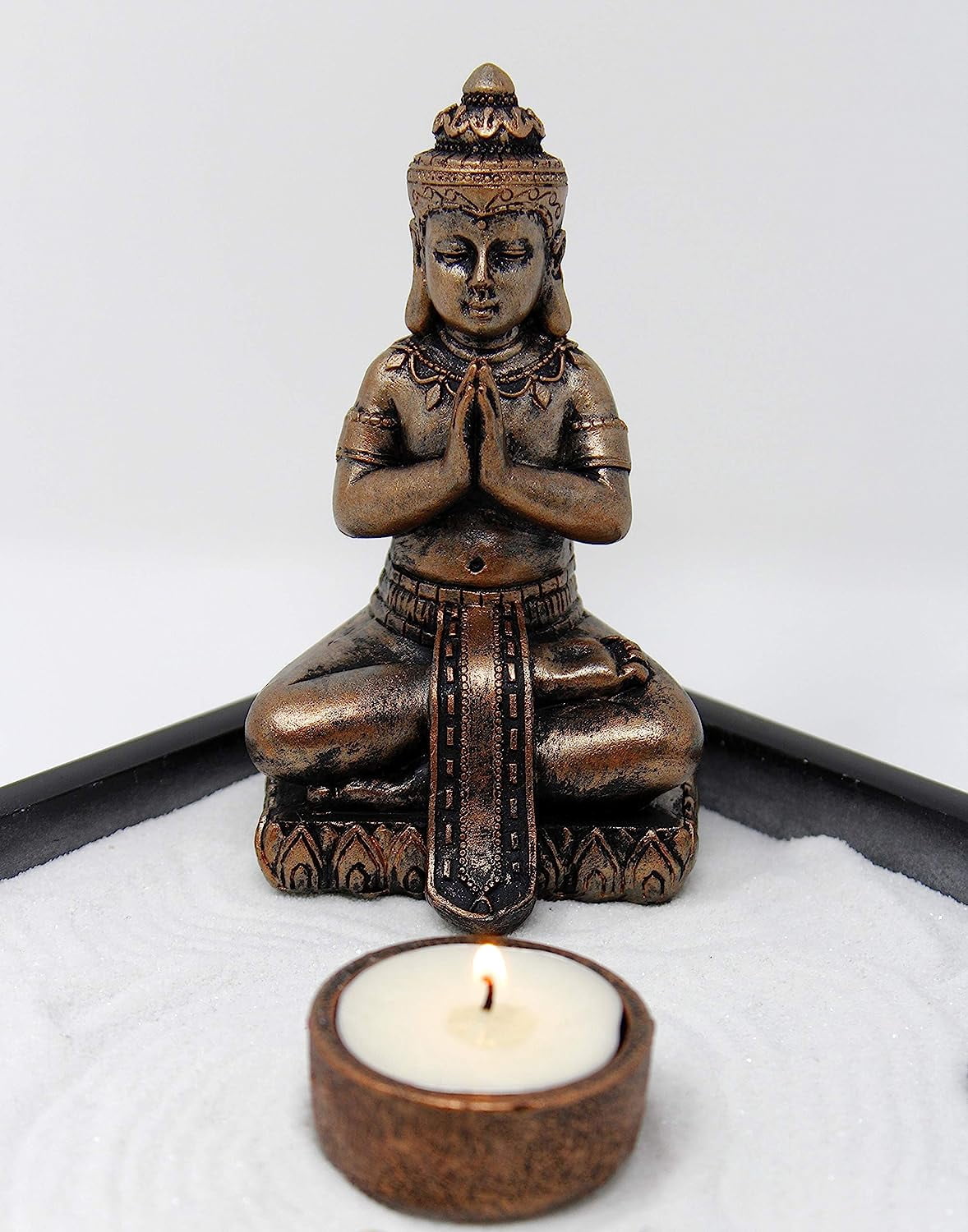 FGERFE-Mini Zen Garden Kit for Desk with Rake, White Sand, Buddha ...