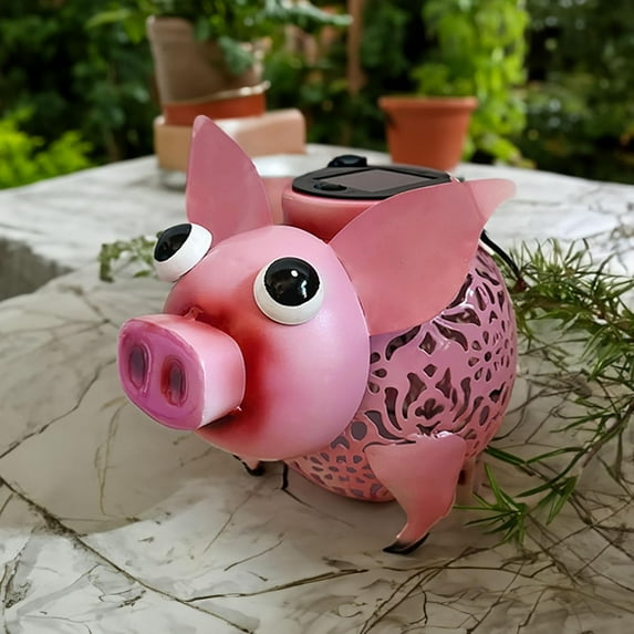 FGERFE-Pig Solar Light Lantern Garden Decor,Metal Animal Decor Outdoor ...