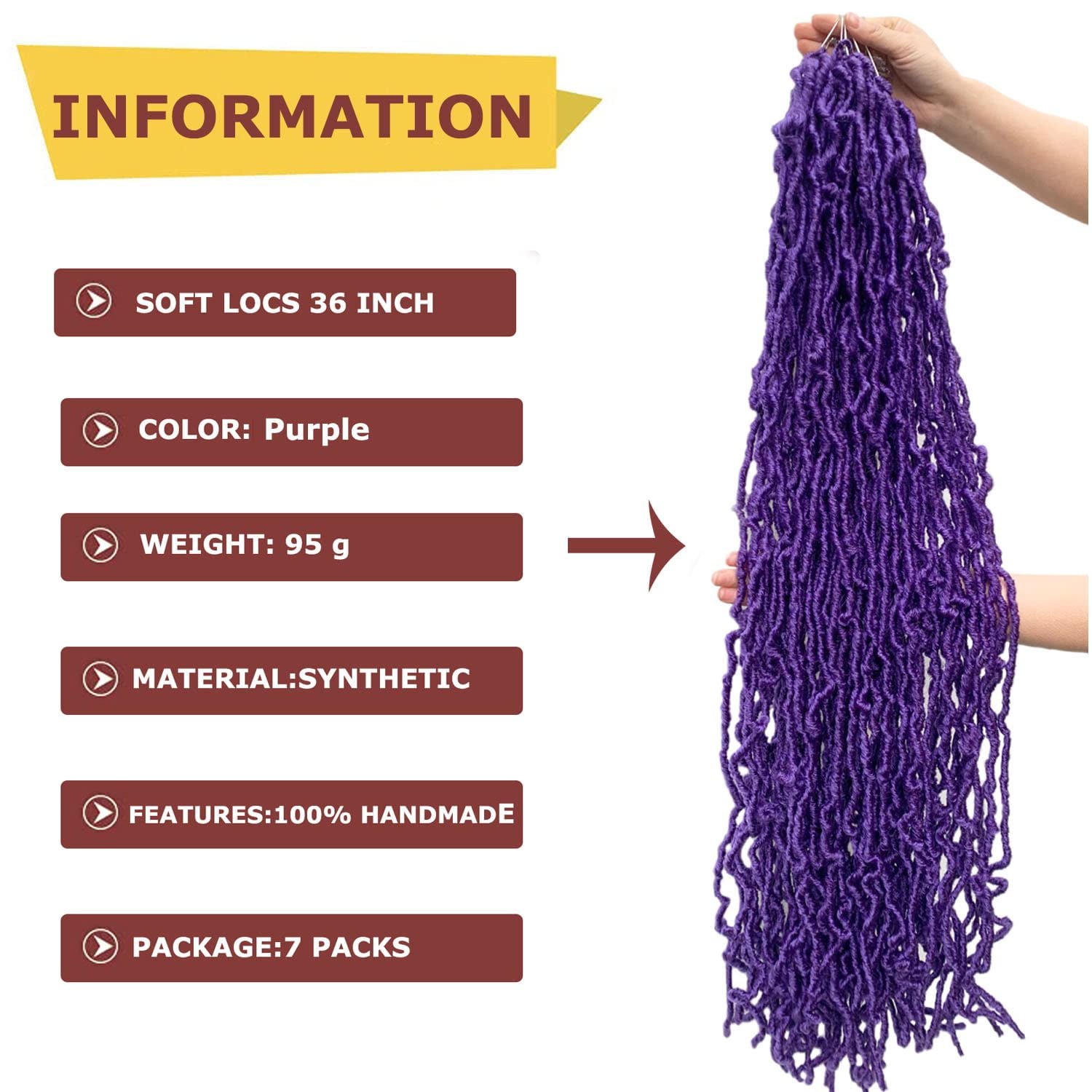 FGERFE-Purple 7 Packs Soft Locs 36 Inch Faux Locs Crochet Hair for Black Women Whole Strand Pre ...