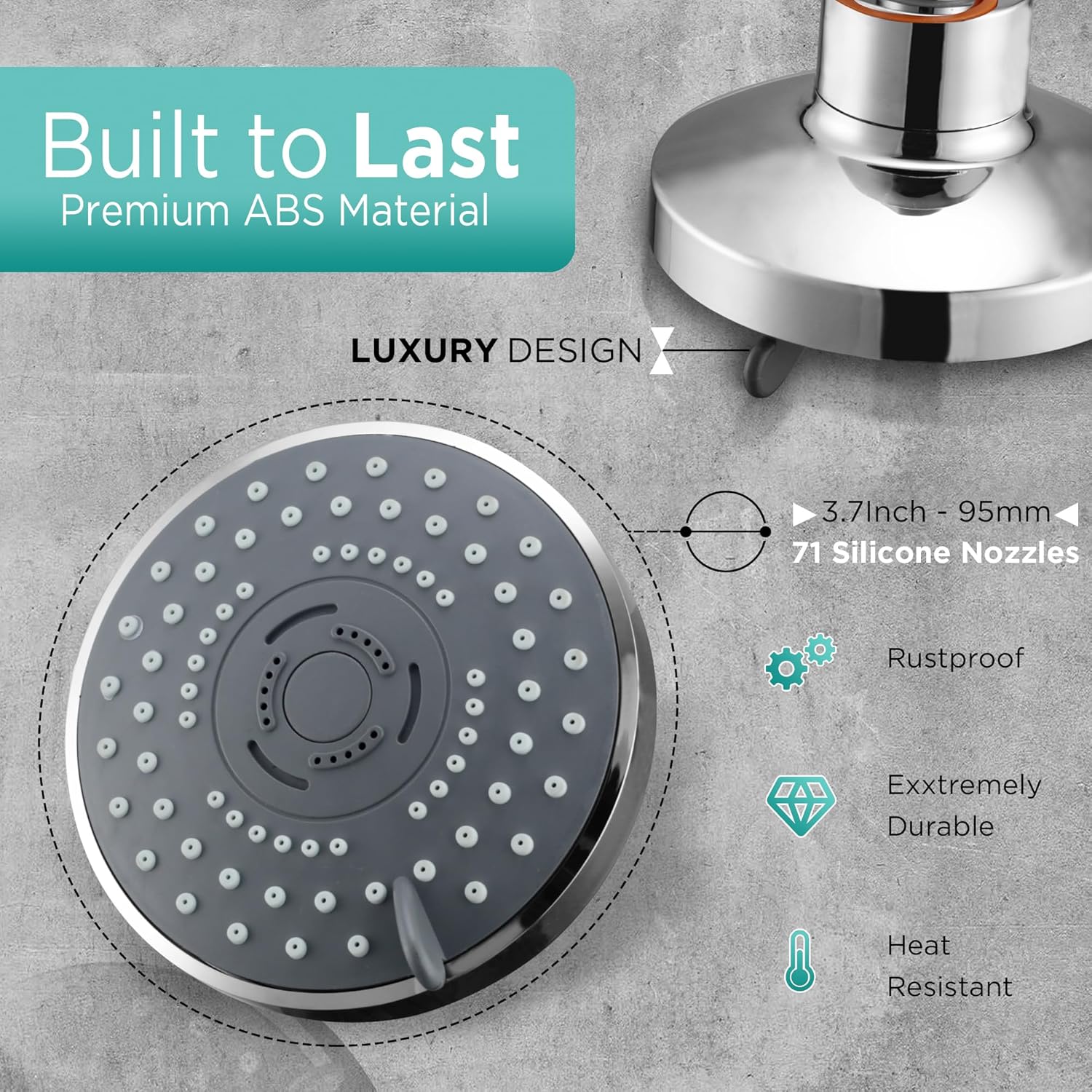 FGERFE-Rainfall Shower Head Fixed Showerhead 3.7-Inch Small Round ...