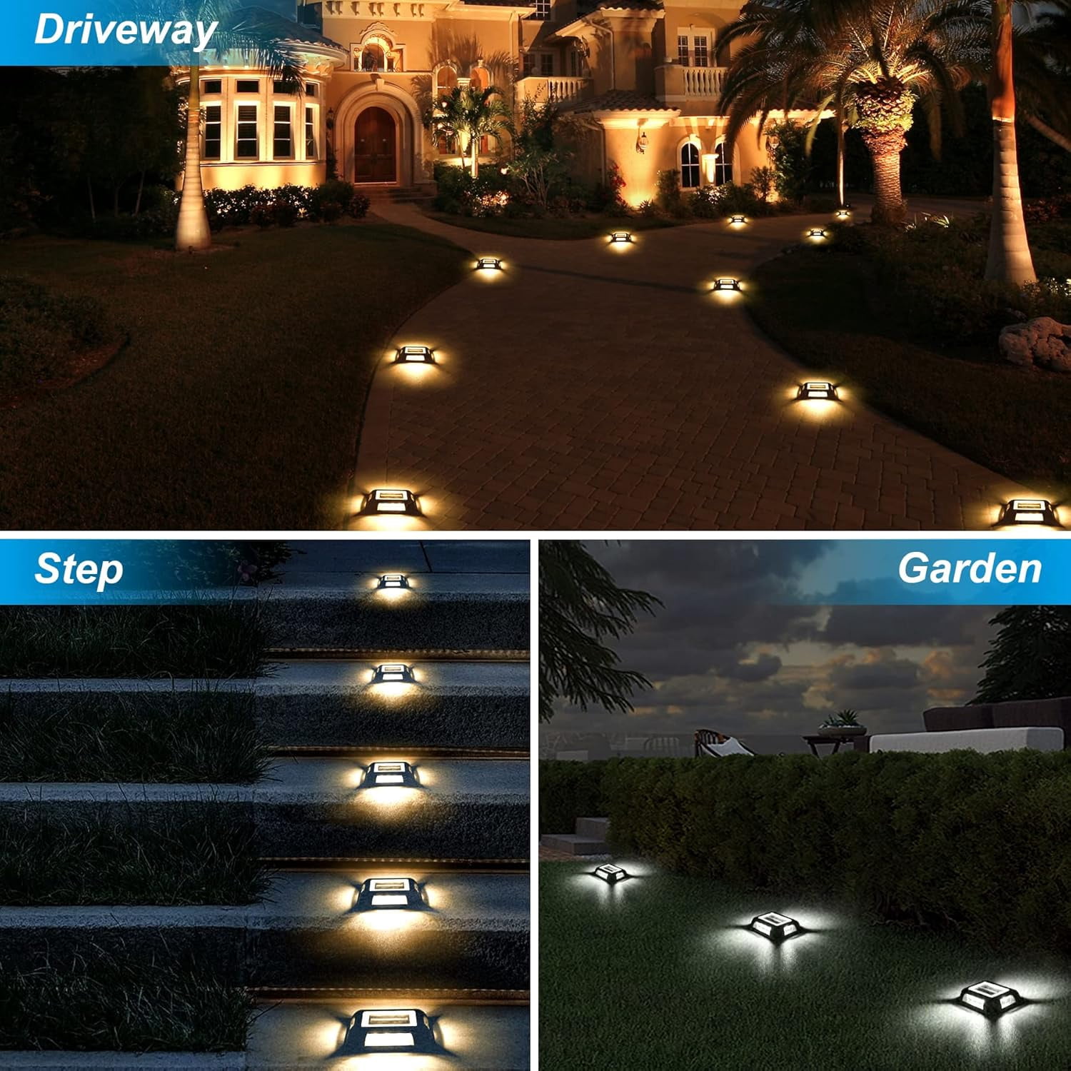 FGERFE-Solar Deck Lights Driveway Dock Lights- 8 Packs Waterproof ...