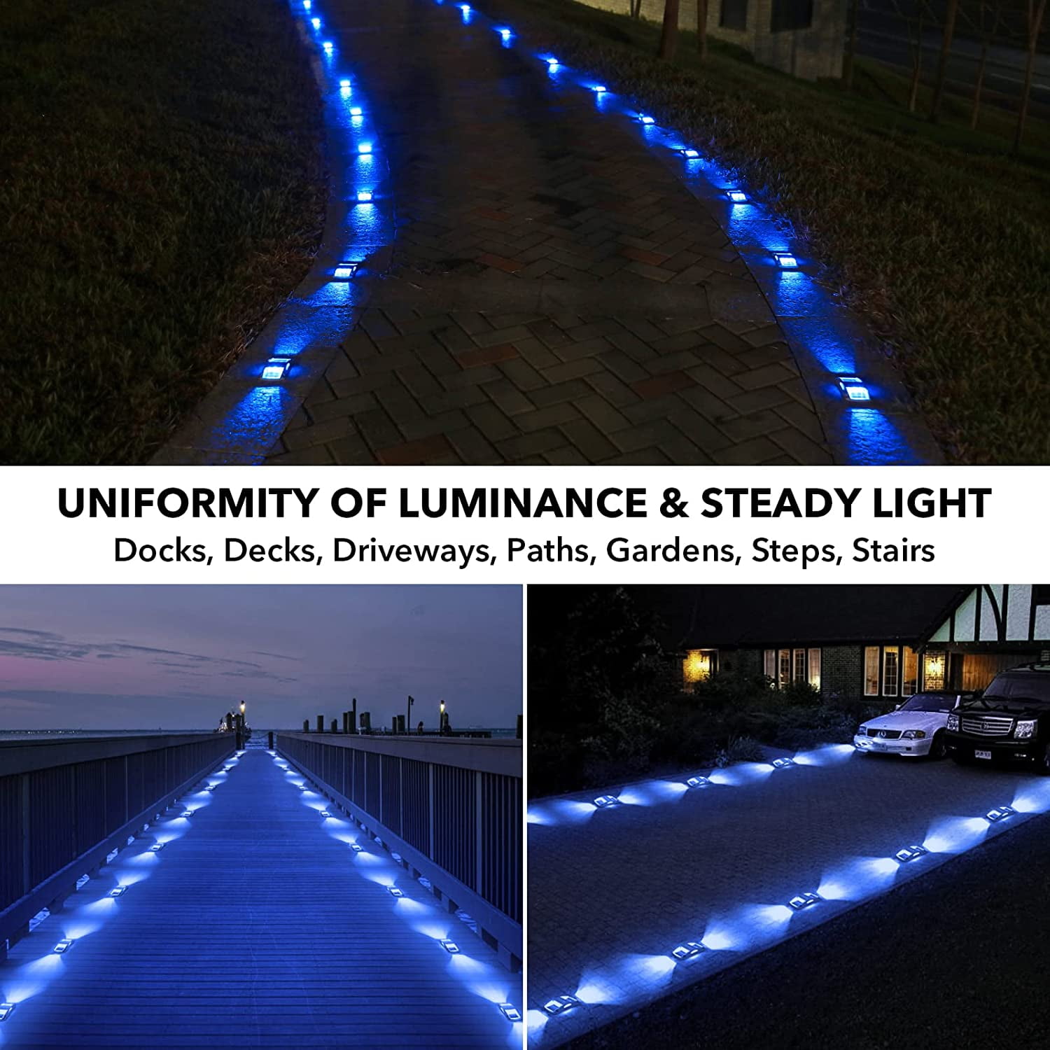 FGERFE-Solar Driveway Lights 1 Pack, Outdoor Deck Dock Marine LED Solar ...