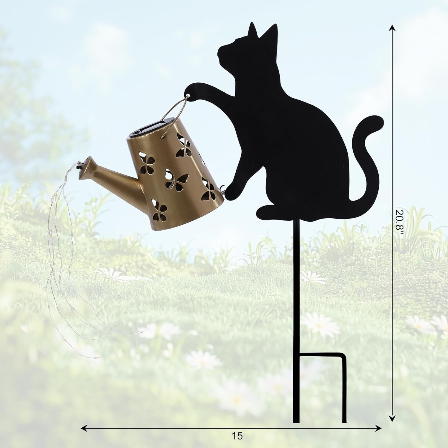 FGERFE-Solar Lights Outdoor Garden Decor Solar Cat Decorative Stake ...