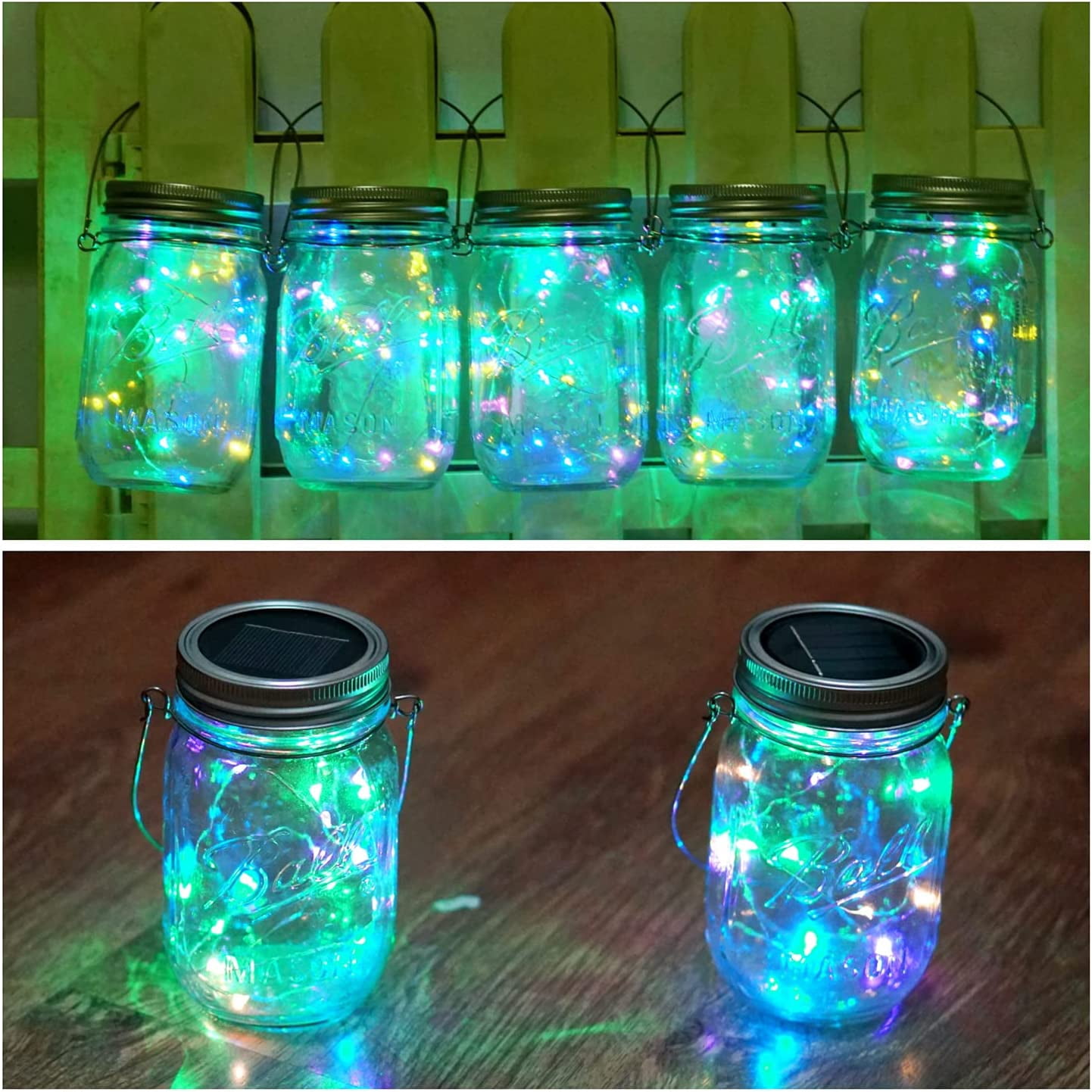 FGERFE-Solar Mason Jar Light Lids 10 Pack 20 LED Fairy String Light ...