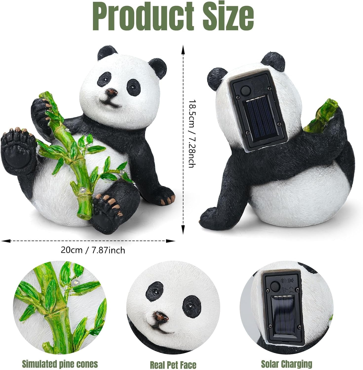 FGERFE-Solar Panda Statue for Garden Outdoor Decor Polyresin Panda ...