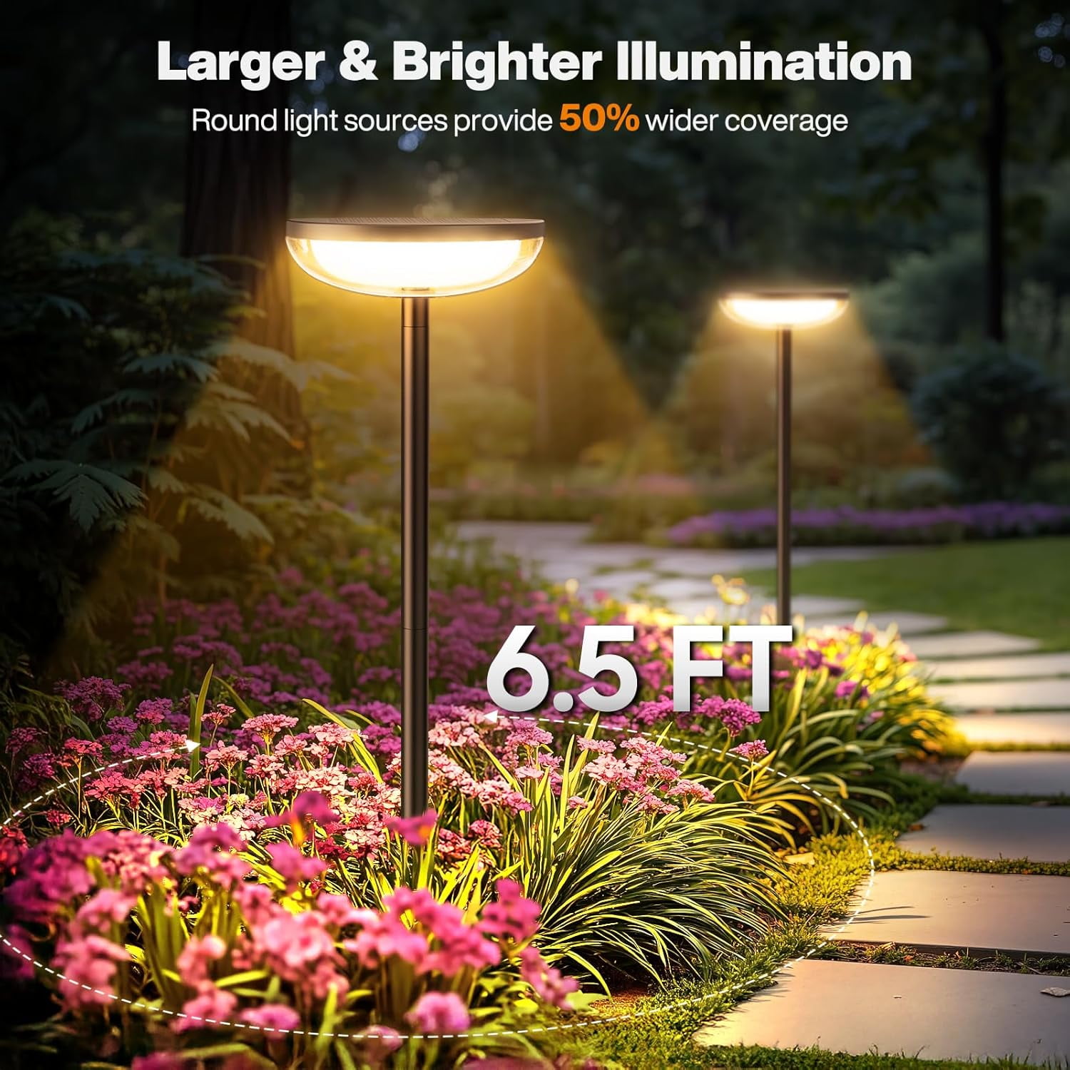 FGERFE-Solar Pathway Lights Outdoor, 2 Pack 27'' Tall Solar Garden ...
