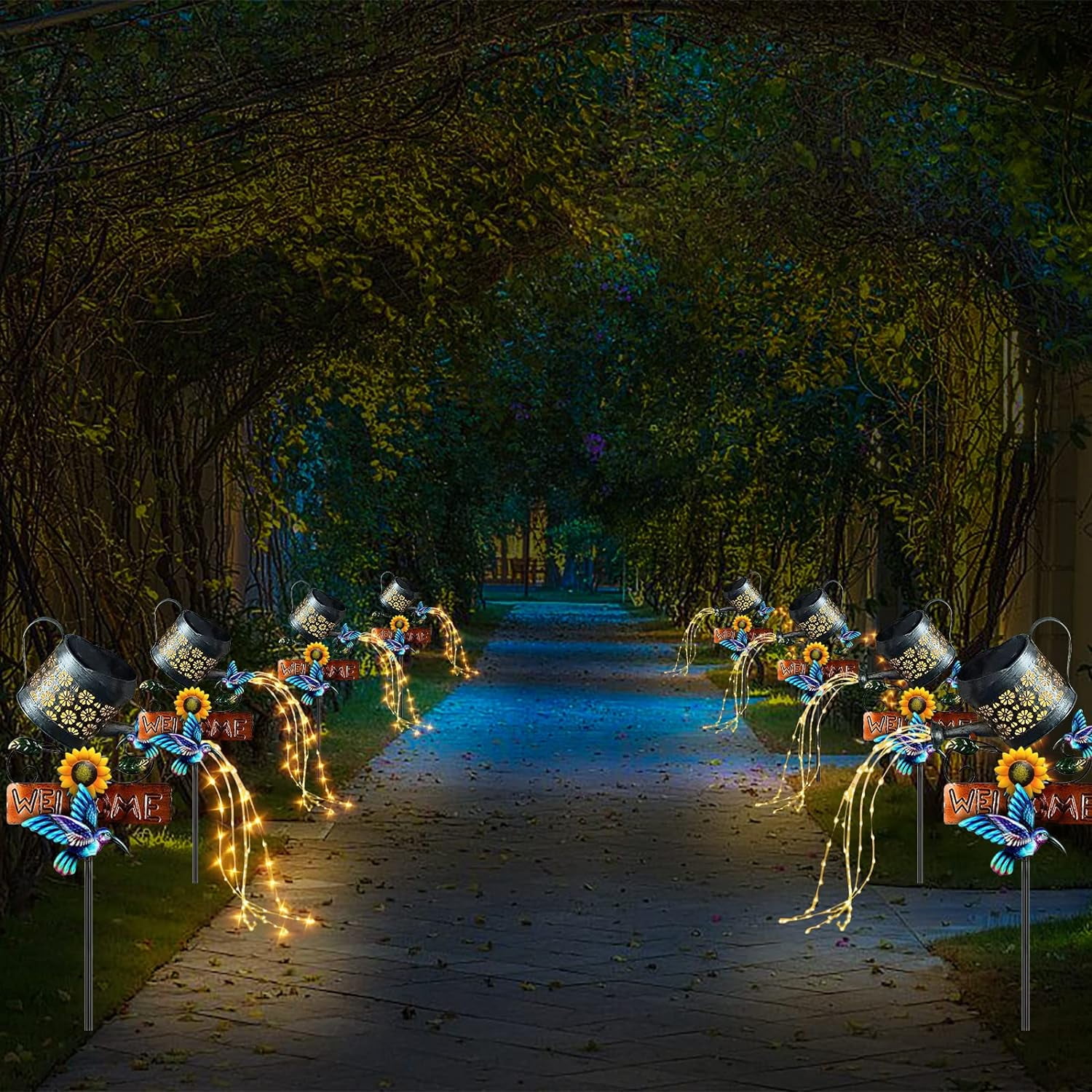 FGERFE-Solar Watering Can Lights, 1 Pack Outdoor Solar Lantern ...