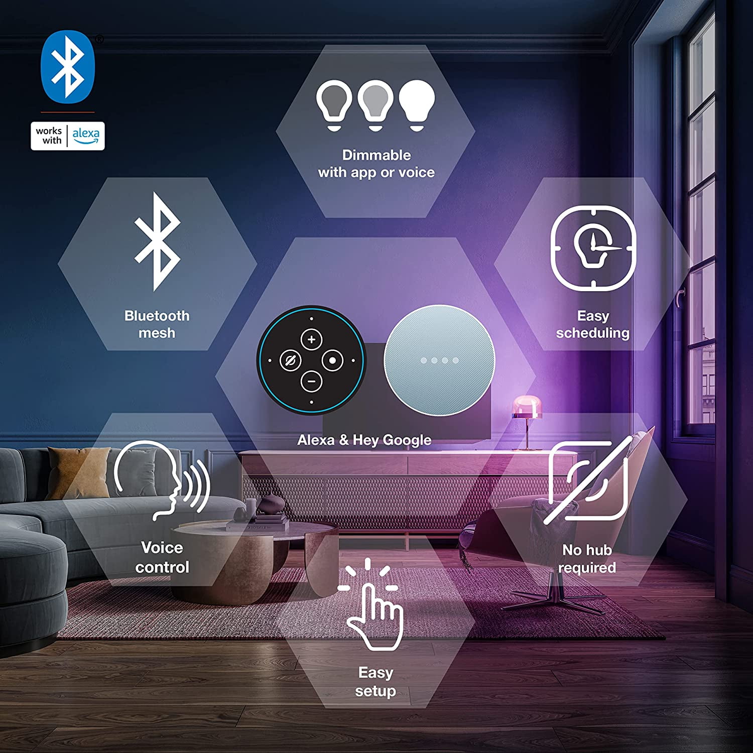 FGERFE-Sylvania Smart Light Bulb, Bluetooth Mesh LED Bulb, Compatible ...