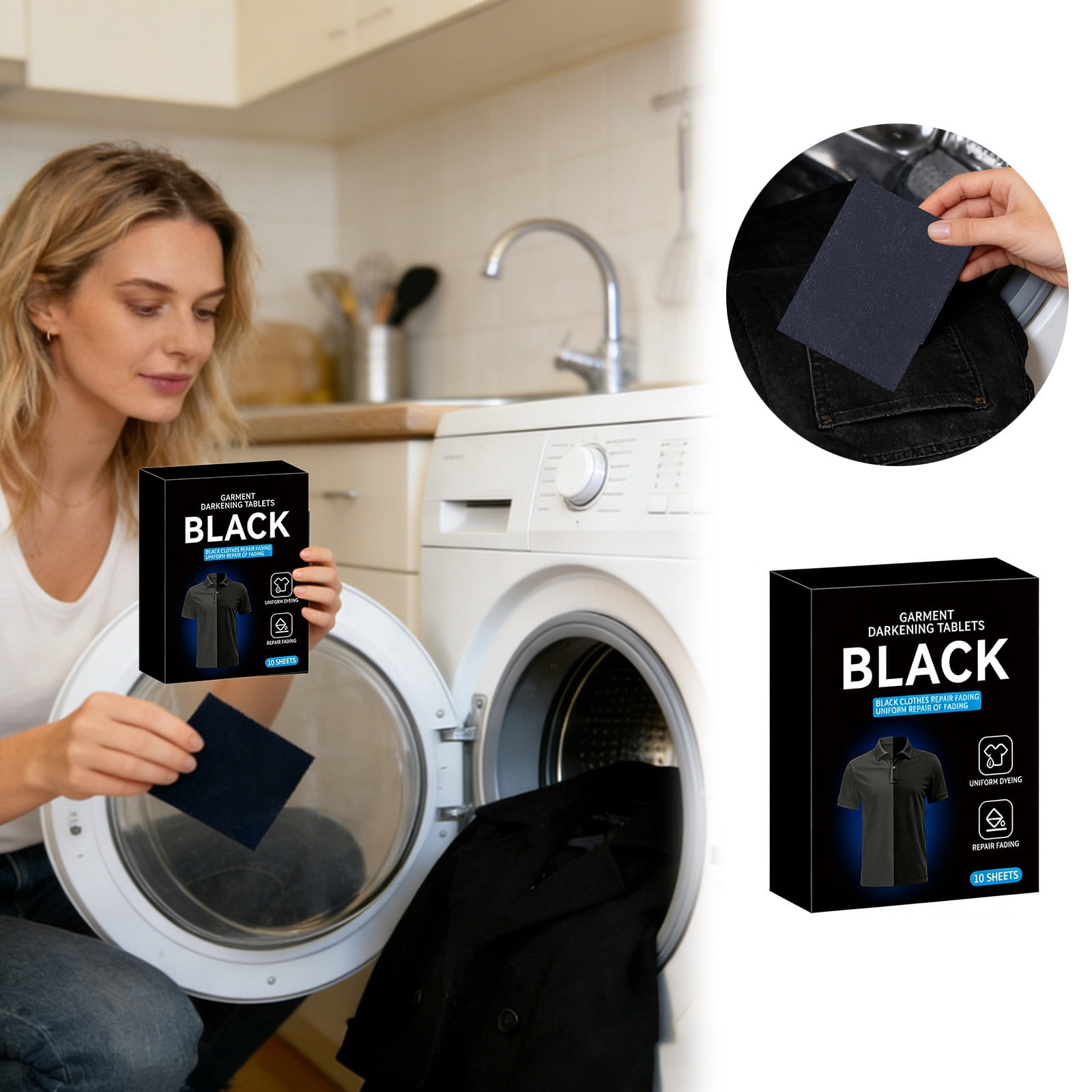 FGJH 10Pcs Dye Sheets For Restoration Black Dye Dye Washing Machine ...