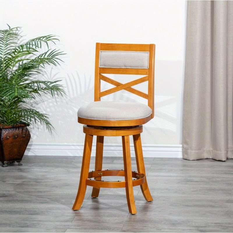 FGJNFGJ Elegant Bar Height Swivel Stool with Natural Wood Finish ...