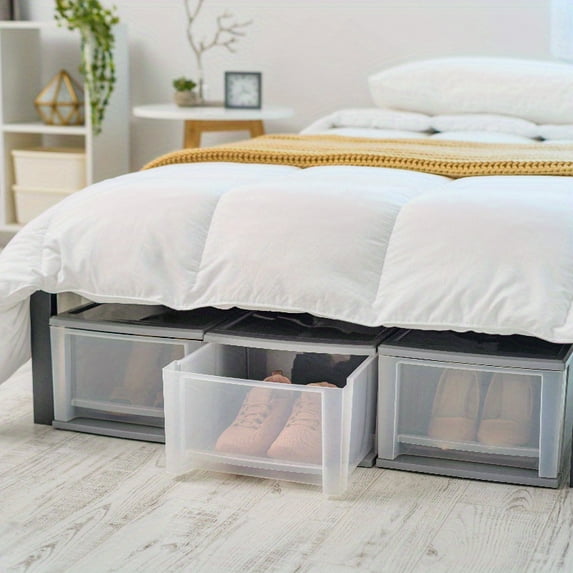 FGJNFGJ Medium Plastic Storage Drawers, 17 Qt, Under Bed Stackable ...