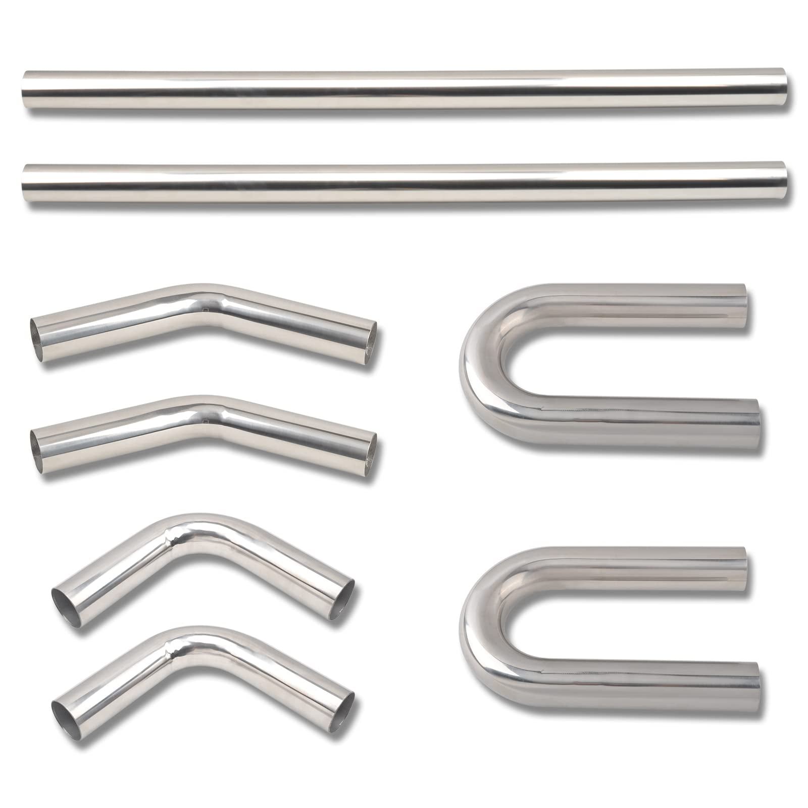 FGJQEFG Universal 3.5 Inch Custom Exhaust Tubing & Bend Kit, Stainless ...