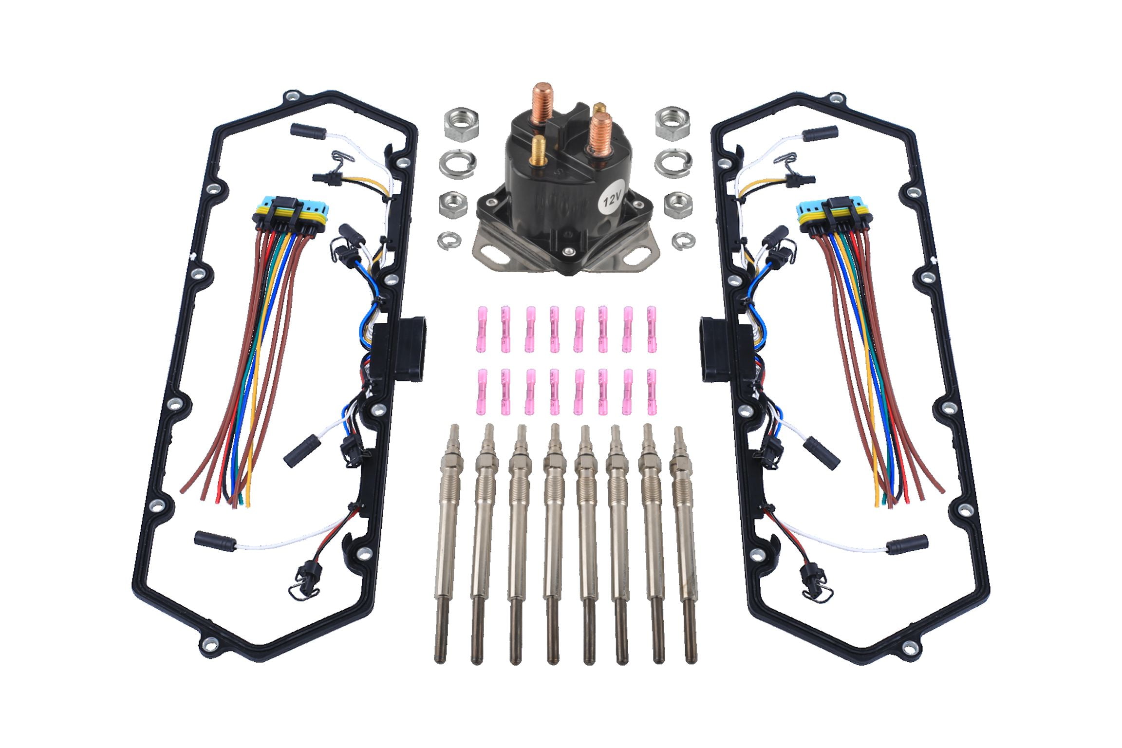 FGJQEFG Valve Cover Gaskets + Harness Glow Plugs + BK Relay with Inner Injector Compatible with ...