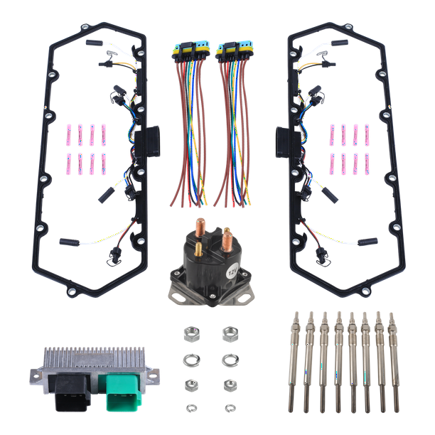 FGJQEFG Valve Cover Gaskets + Harness Glow Plugs + BK Relay with Inner ...