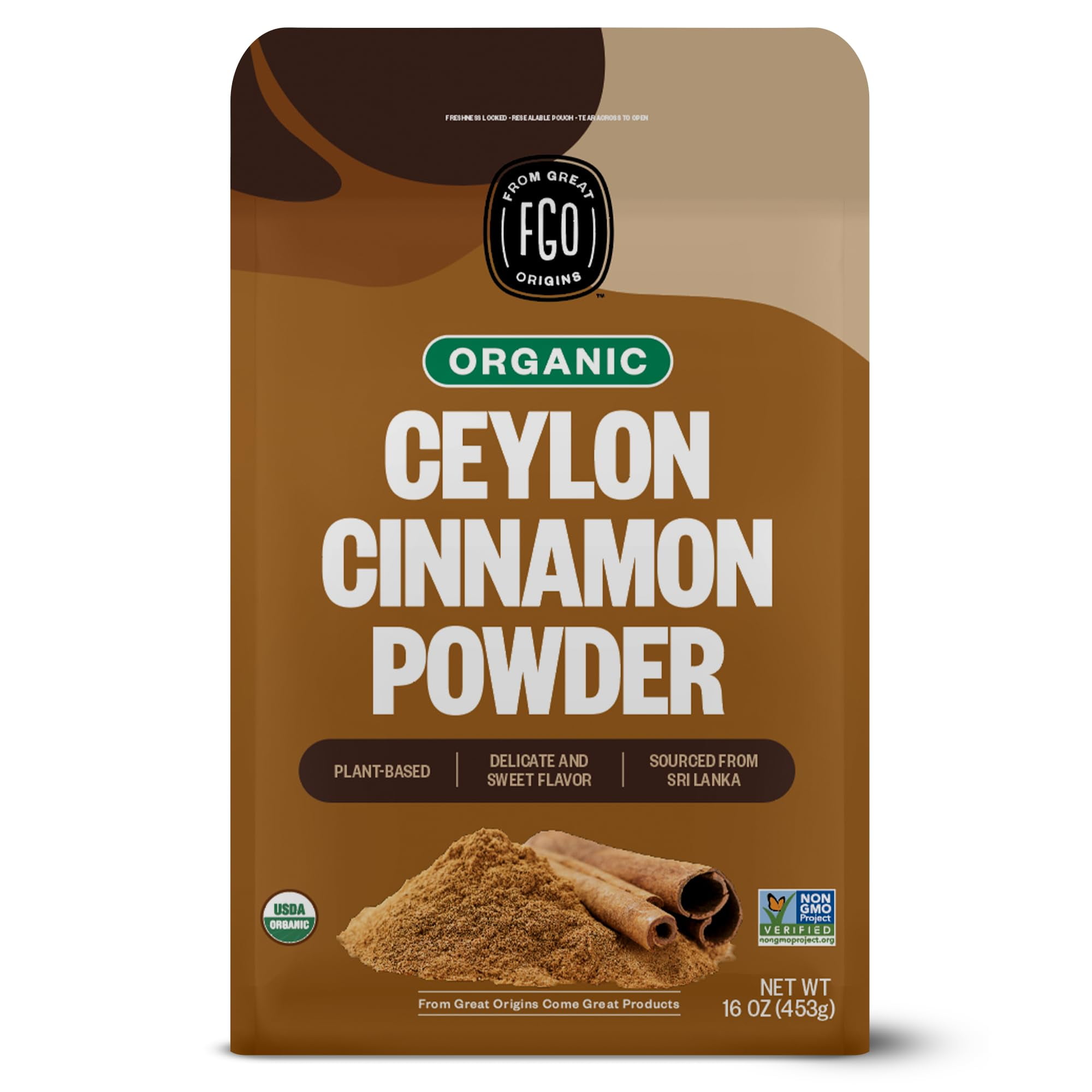 FGO Organic Ceylon Cinnamon MFF30 Powder, 16oz Pure Sri Lanka Cinnamon ...