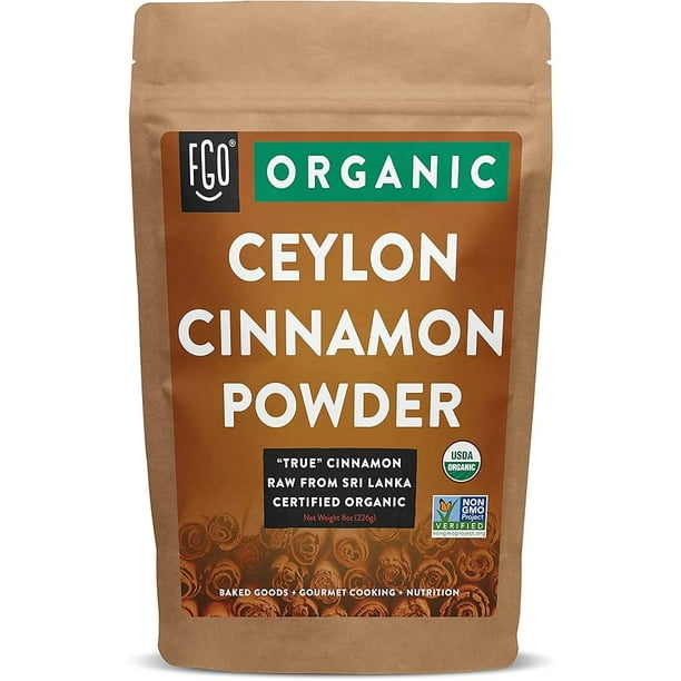 FGO Organic Ceylon Cinnamon Powder, 100% Raw from Sri Lanka, 8oz (Pack ...