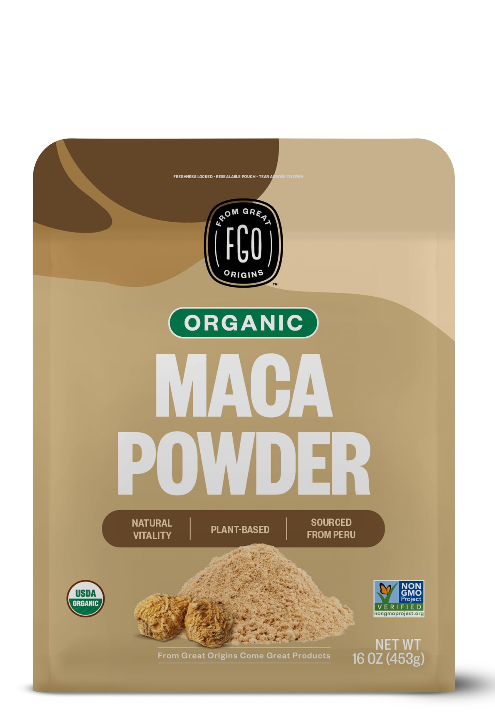 FGO Organic Peruvian Maca DEF29 Root Powder, 1 Pound / 16oz Bulk ...