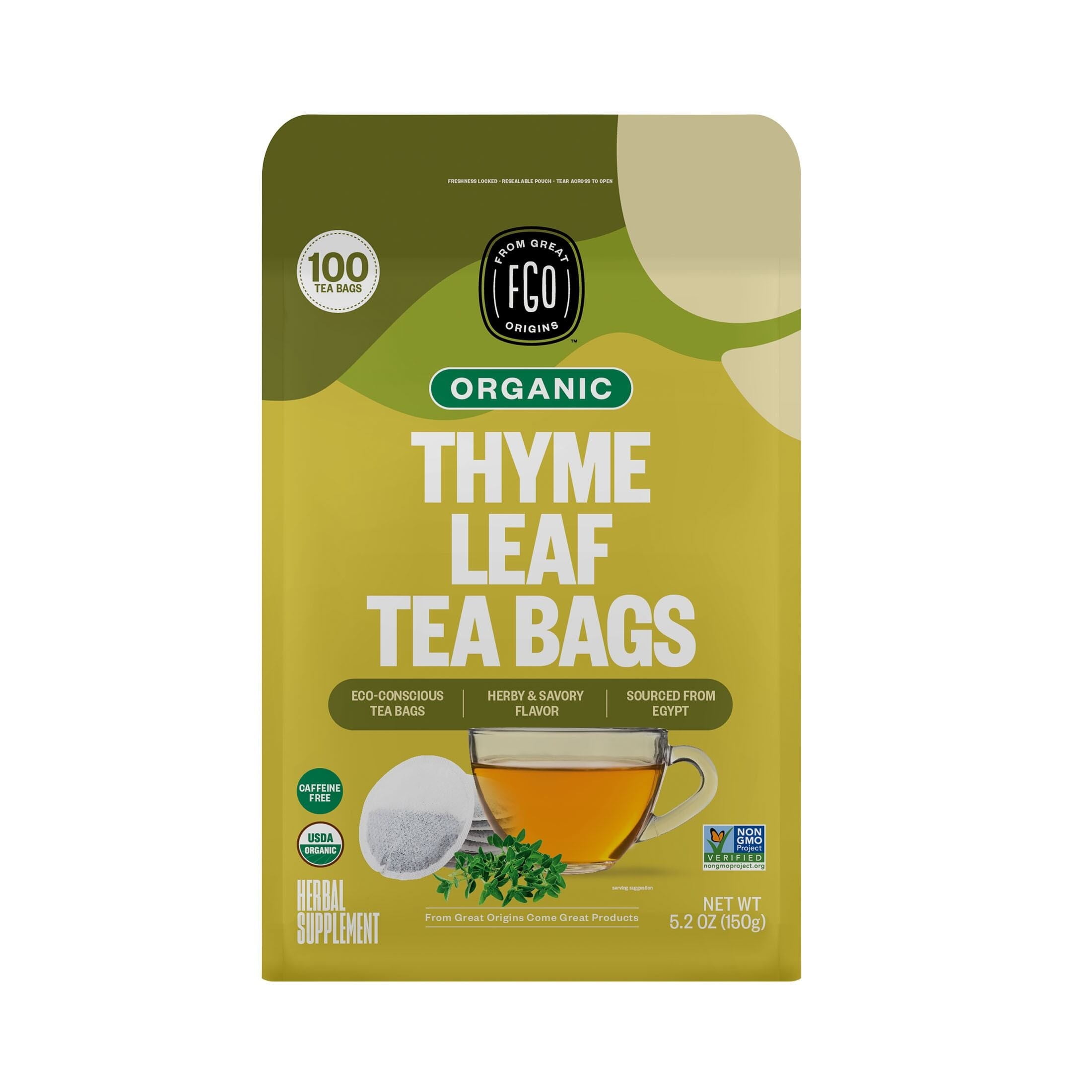 FGO Thyme Leaf Tea, Organic, Eco-Conscious Tea Bags (100 Count) - Walmart.com