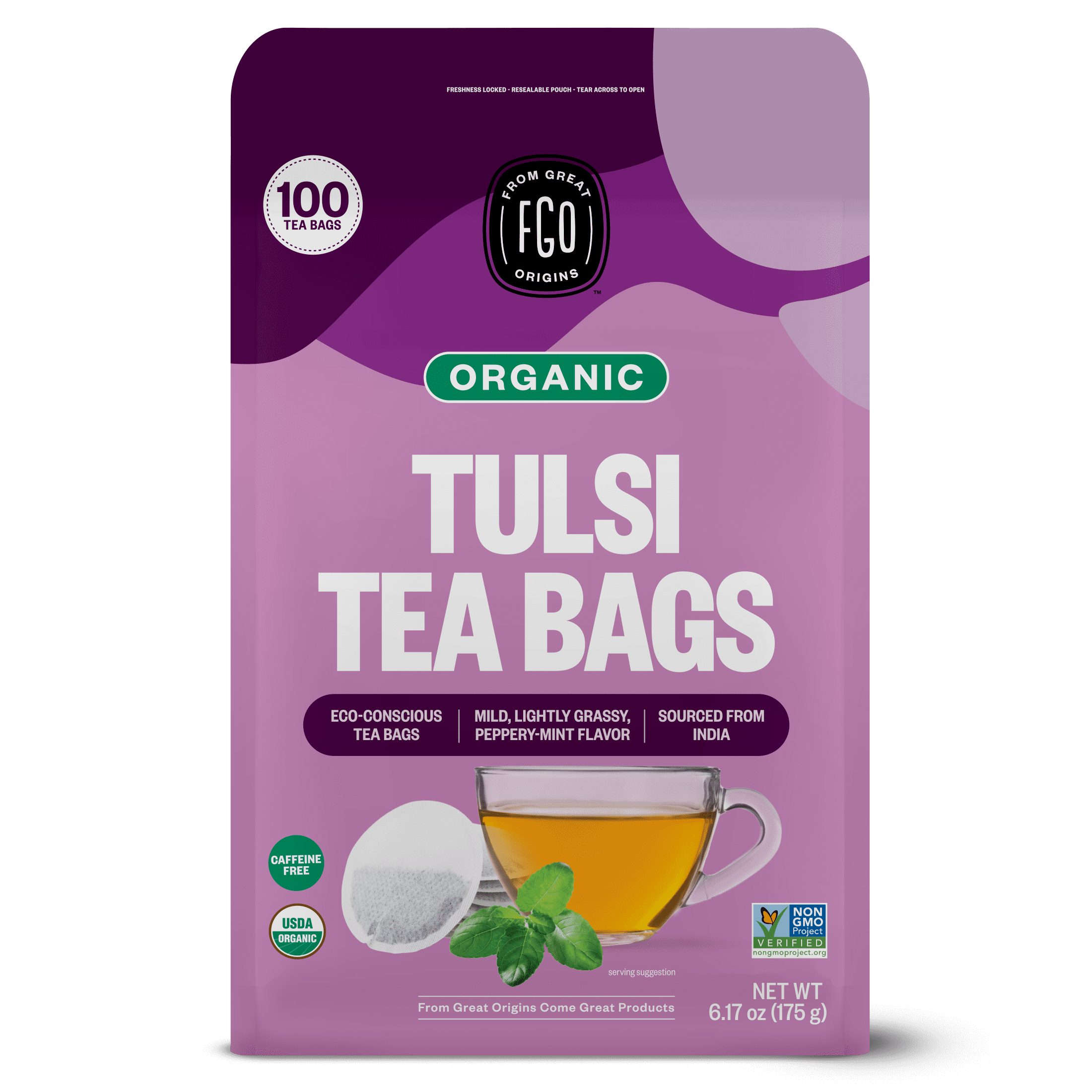FGO, Organic Tulsi Tea Bags, 100 Count, Eco-Conscious - Walmart.com
