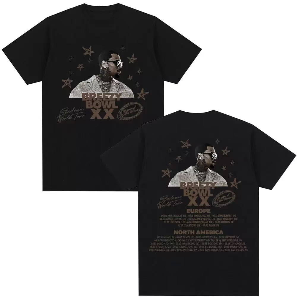 FGRSGHACVN Chris Brown Breezy Bowl XX Tour 2 sided T-Shirt, Chris Brown ...