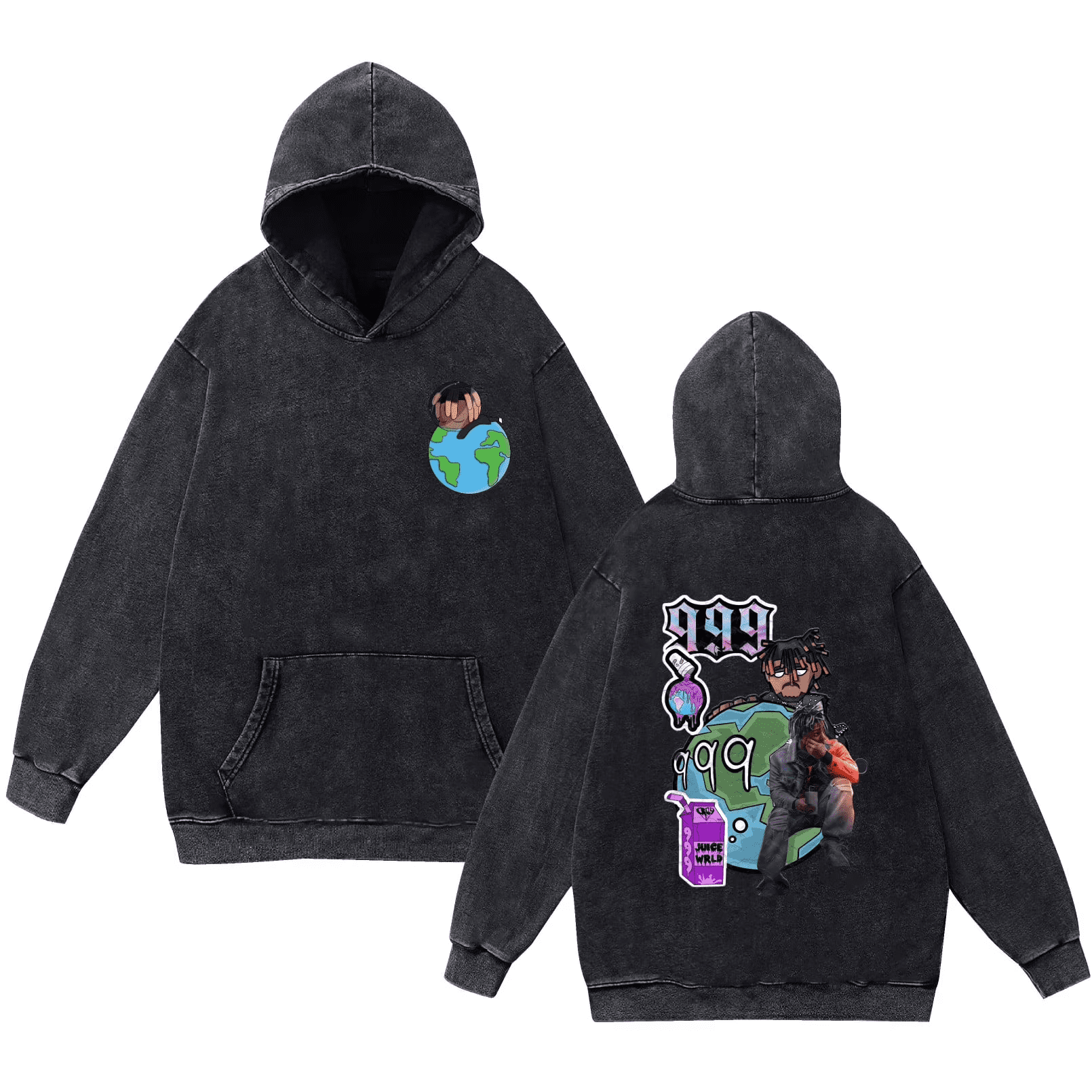 FGRSGHACVN Juice Wrld washed vintage hoodie hip hop street fashion ...