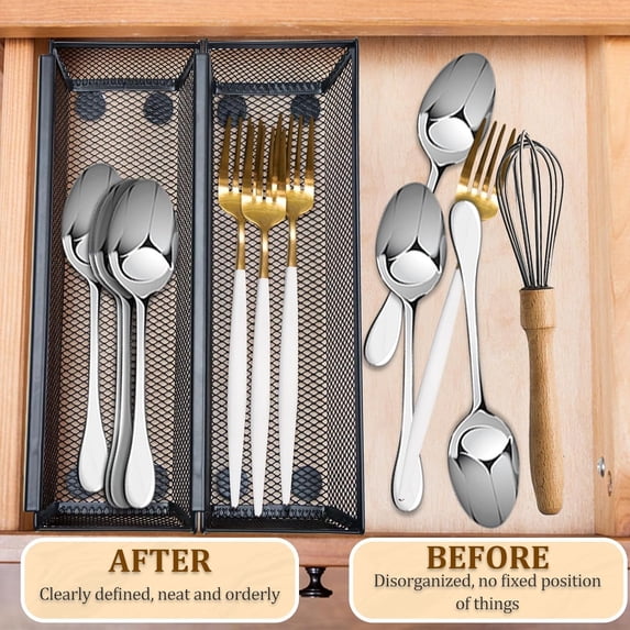 FGTHBF-4PCS Drawer Organizer for Kitchen,Utensil Mesh Drawer Organizer ...