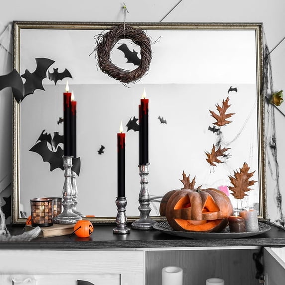 FGTHBF-Black Flameless Taper Candles Flickering with Remote and Timer ...
