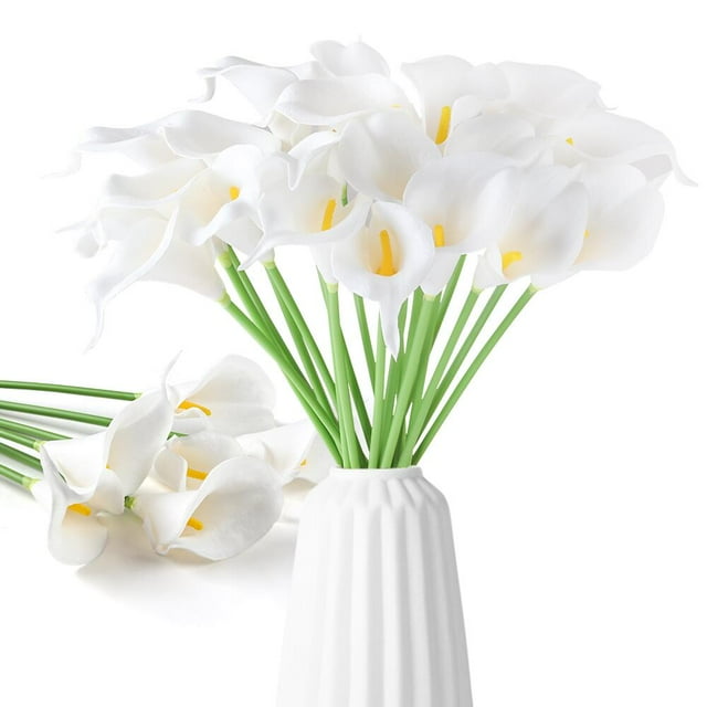 FGY 20PCS White Calla Lily Artificial Flowers - Silk Flower for Wedding ...