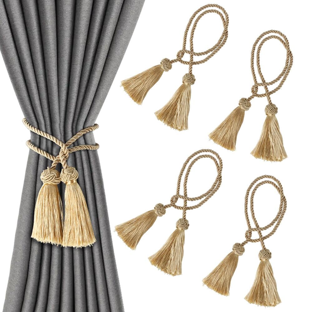 FGY 4Pcs Curtain Tie Backs Gold Decorative Rope Tiebacks Drapery Tie ...