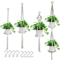 4 Pack Hanging Plant Hook, Plant Hangers Indoor, Wooden Hanging Basket ...