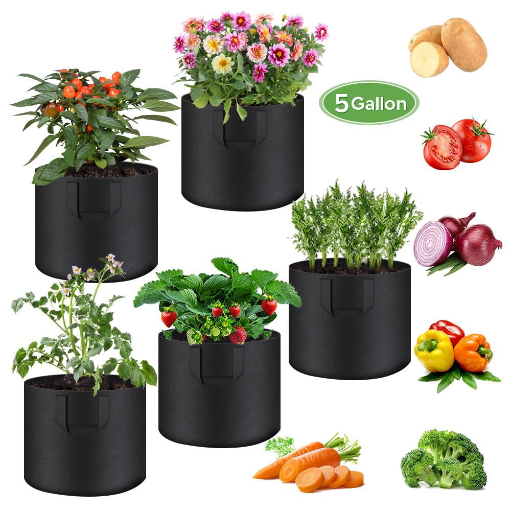 "FGY 5 Gallon Grow Bags, Fabric Pots with Handles, 12""x10"" for ...