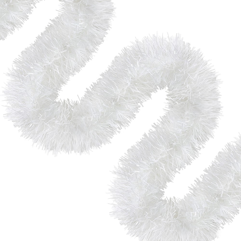 FGY 50 Feet Christmas Tinsel Garland White Tinsel Foil Garland ...