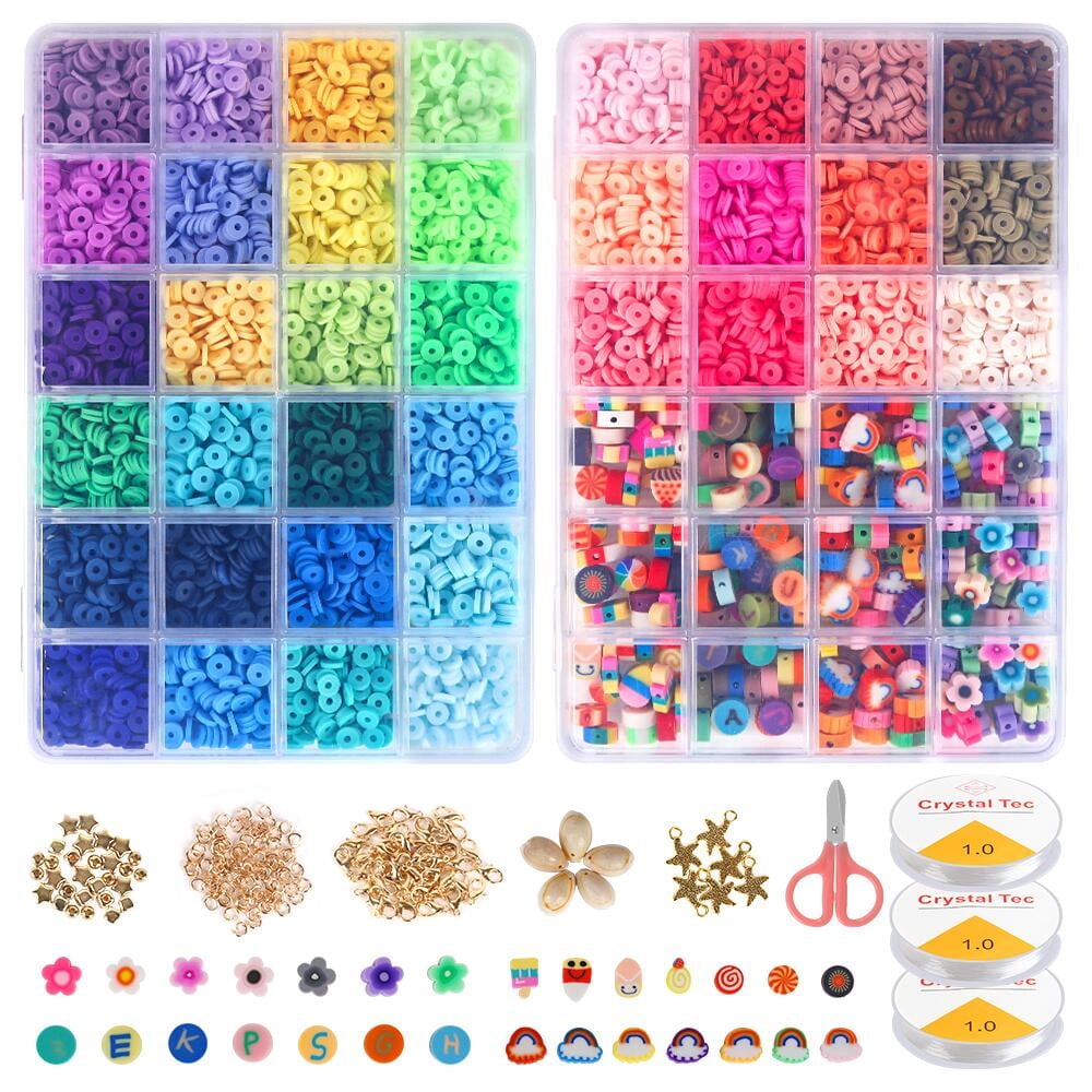 FGY 9222PCS Clay Beads Kit 36 Colors 6mm, DIY Bead Bracelet Kit for ...