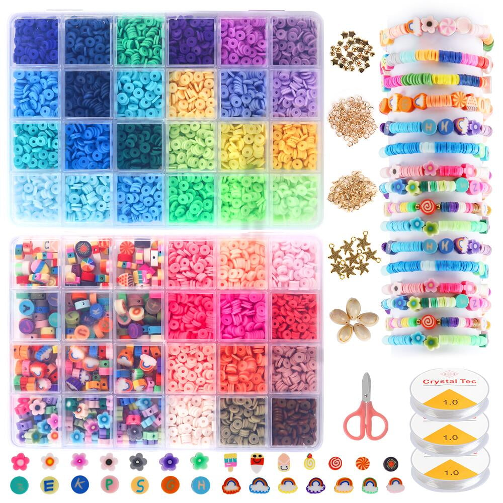 FGY 9222PCS Clay Beads Kit, 36 Colors 6mm Polymer Beads, DIY Bracelet ...