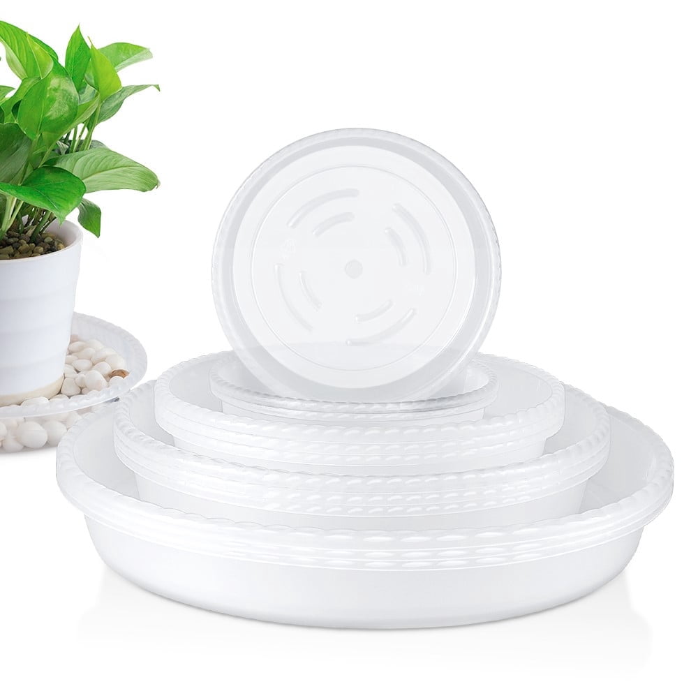 FGY Plant Saucer 12 Packs 6,8,10,12 inch Clear Plastic Plant Pot Drip ...