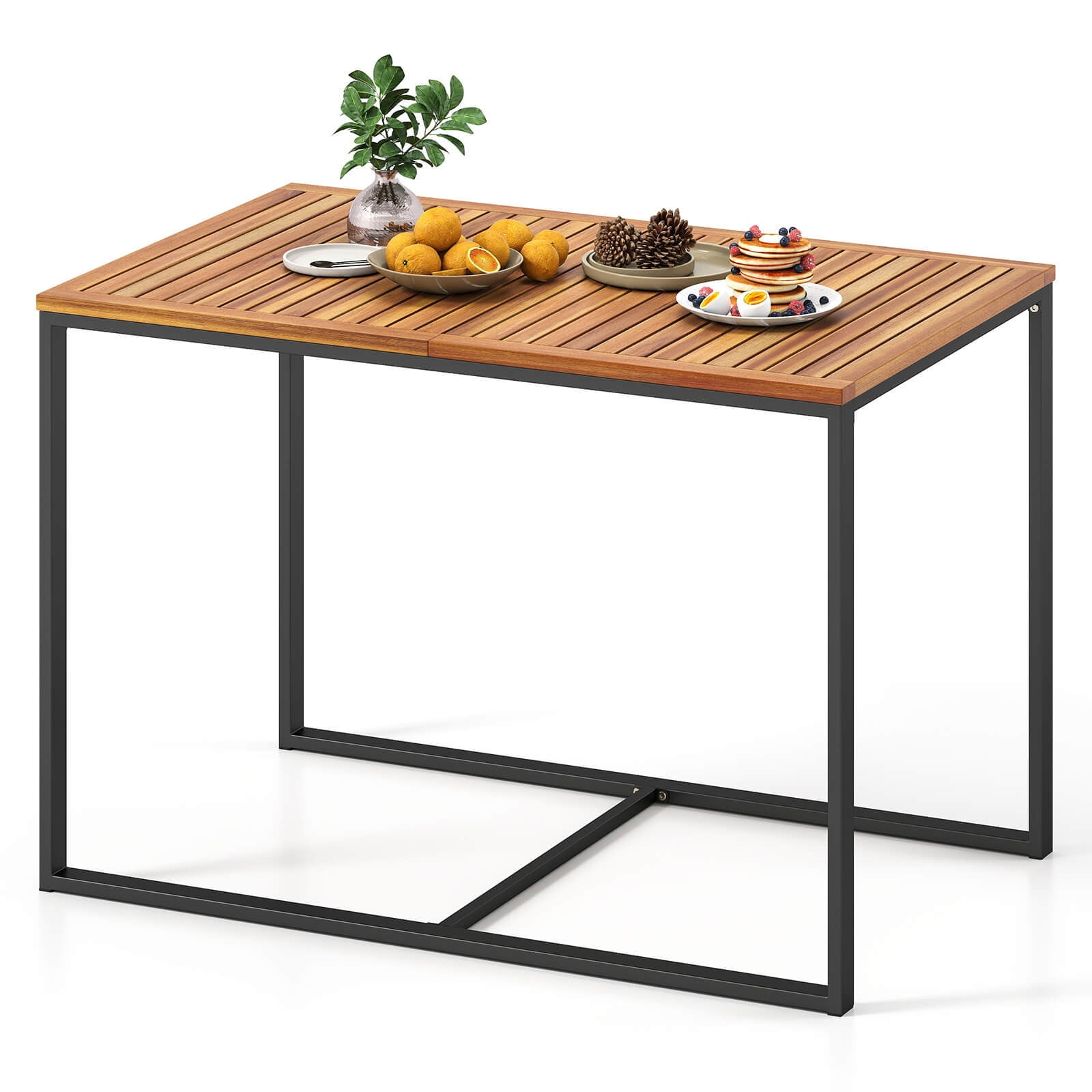 FGYRYK 4-Person Acacia Wood Patio Dining Table, 43.5" Outdoor Dining ...